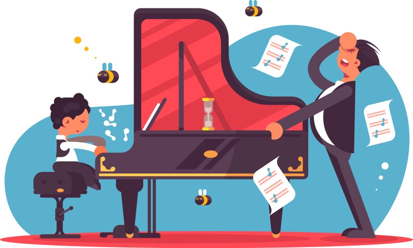 Playing Piano Cartoon