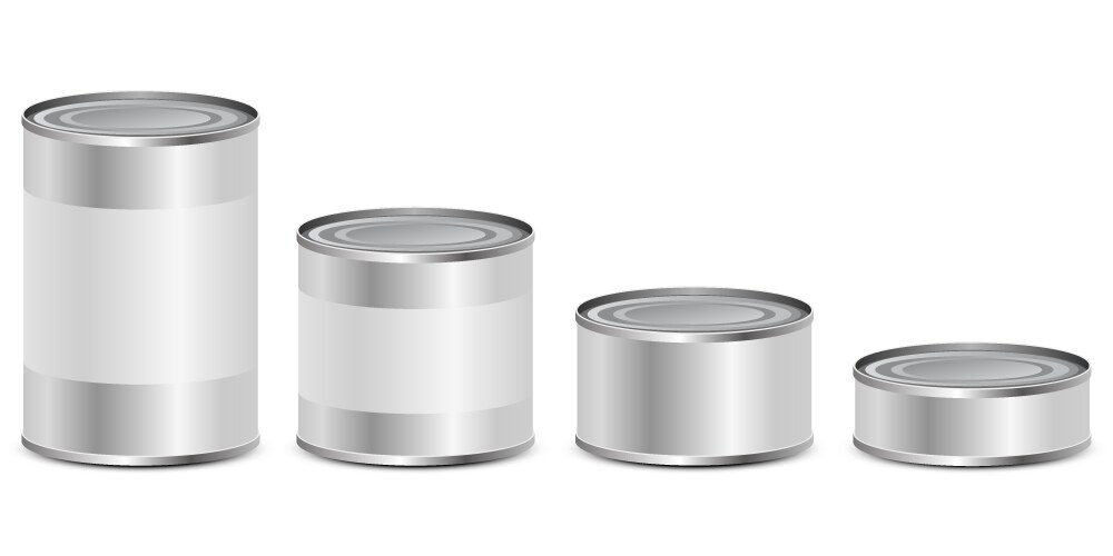 Metal tin can set cartoon Royalty Free Vector Image