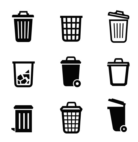 Trash recycle garbage waste icons Royalty Free Vector Image