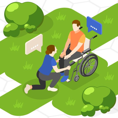 Mutual help isometric background Royalty Free Vector Image