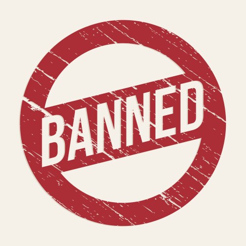 No allowed sign ban in red strip prohibiting Vector Image