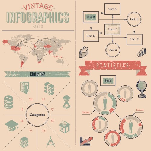 Vintage infographics with data icons Royalty Free Vector