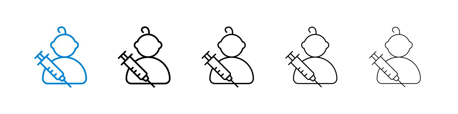 Baby vaccination icon set on white background Vector Image