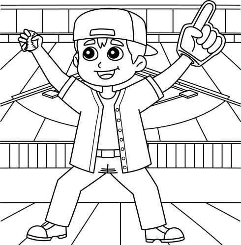 Baseball player coloring page for kids Royalty Free Vector