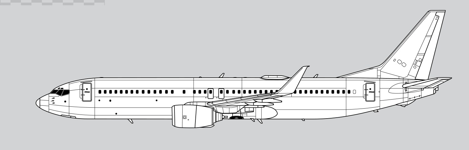 Boeing 737-200 Side View Royalty Free Vector Image