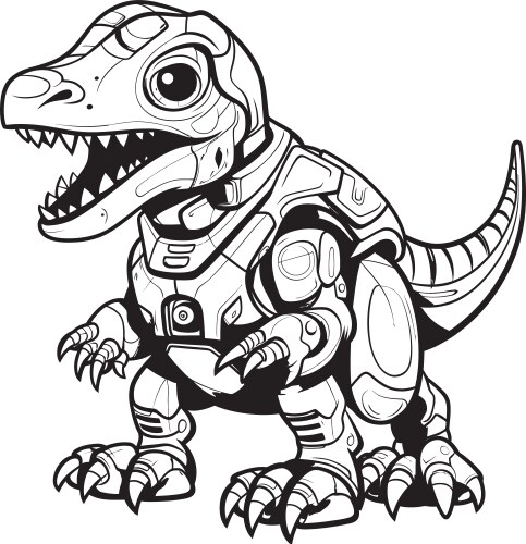 Cybersaurus playful logo of robot dinosaur Vector Image
