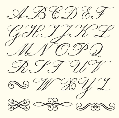 Calligraphy lettering script font s set hand Vector Image