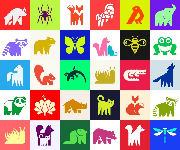 Animals logos collection Royalty Free Vector Image