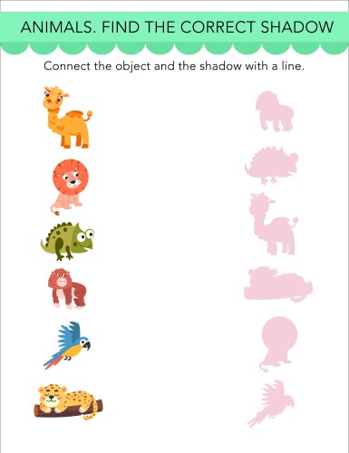 Find the right shadow puzzle game for children Vector Image