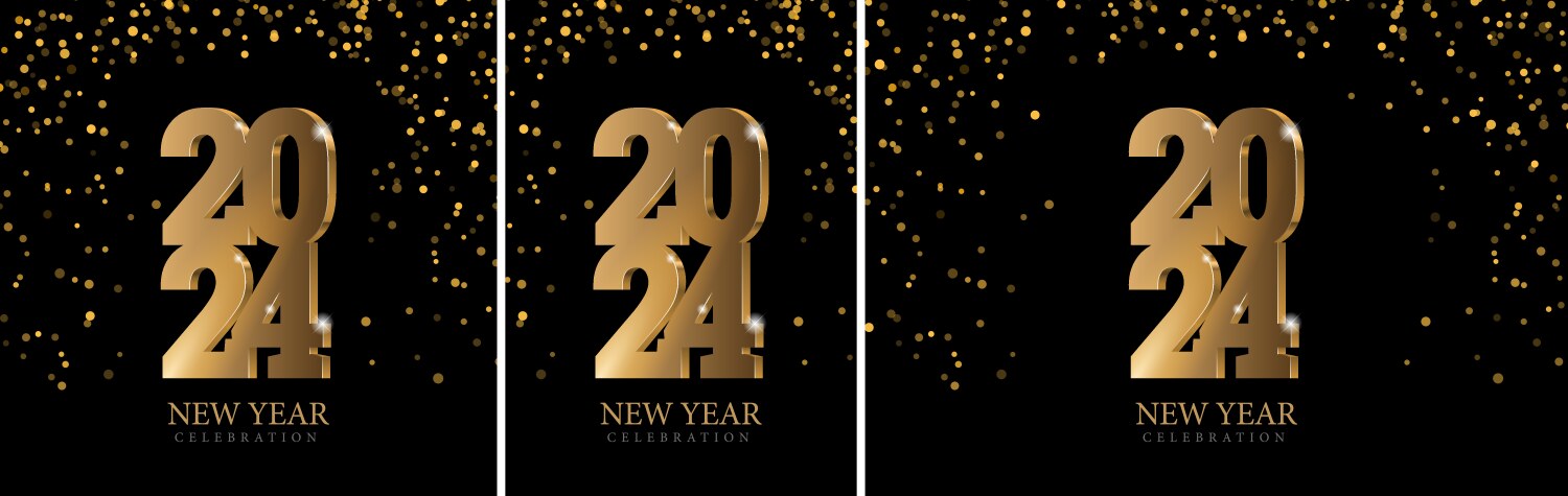 Gold text design 2024 golden 3d numbers Royalty Free Vector