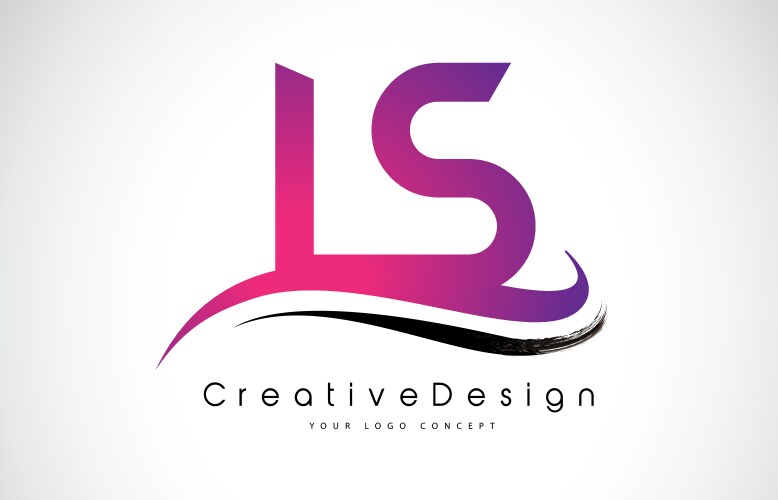 Ls l s letter logo design with swoosh and black Vector Image