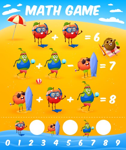 Math shape characters game worksheet quiz Vector Image