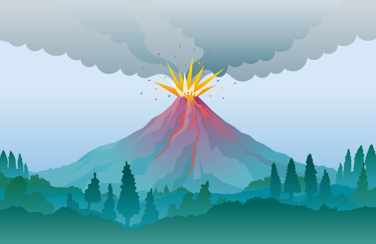 Volcanic eruption outdoor scene background Vector Image