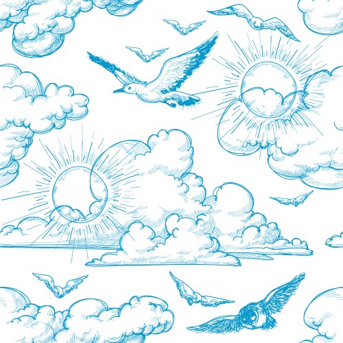 Hand drawn clouds pencil sketch sky cloudscape Vector Image