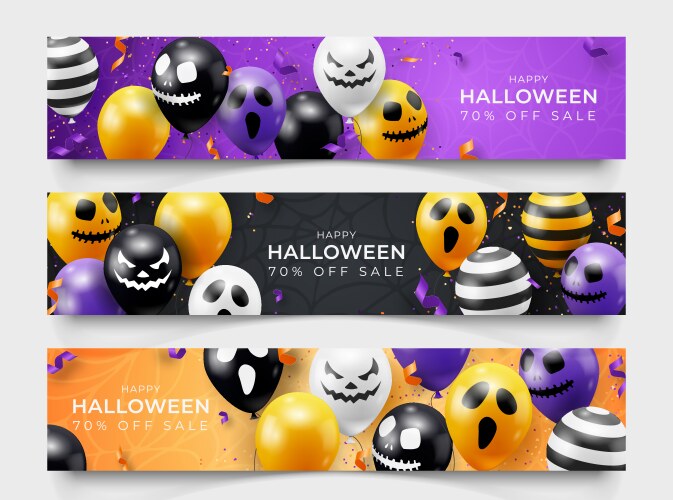 Three halloween vertical banners with ghost Vector Image