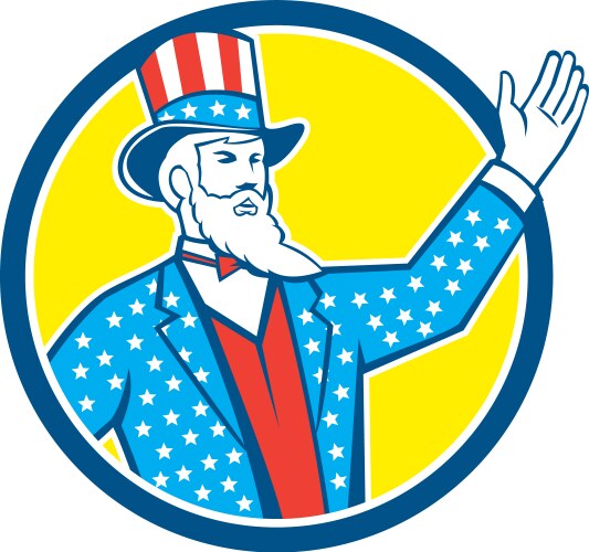 Uncle sam american pointing up cartoon Royalty Free Vector