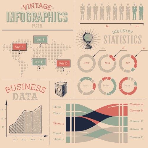 Vintage infographics with data icons Royalty Free Vector