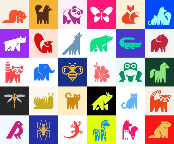 Animals logos collection Royalty Free Vector Image