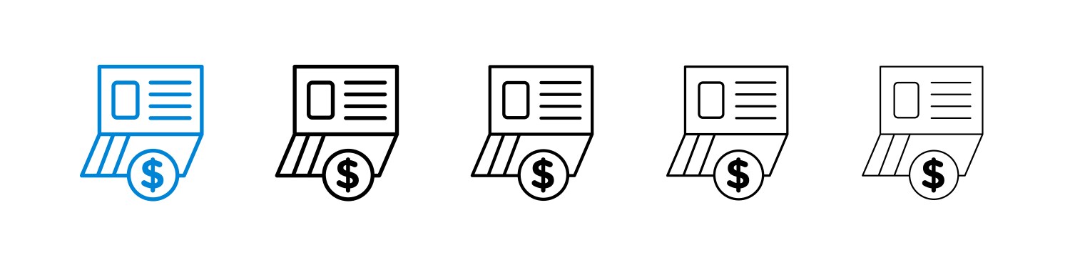 Bankbook icon set on white background Royalty Free Vector