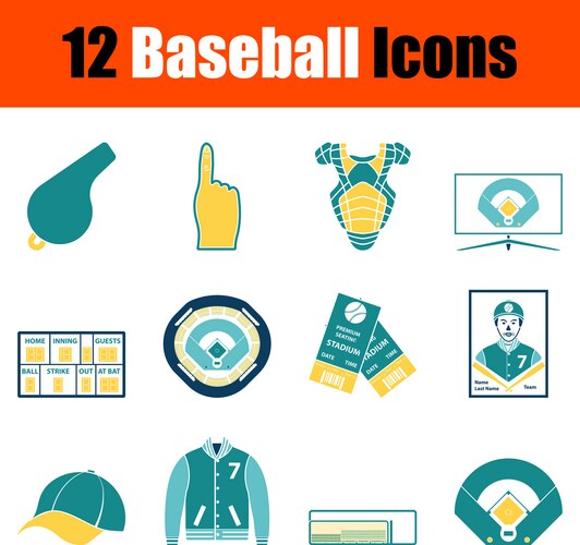 Baseball icon set Royalty Free Vector Image - VectorStock