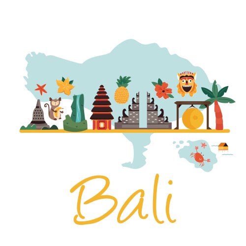 Indonesia map and landmarks Royalty Free Vector Image