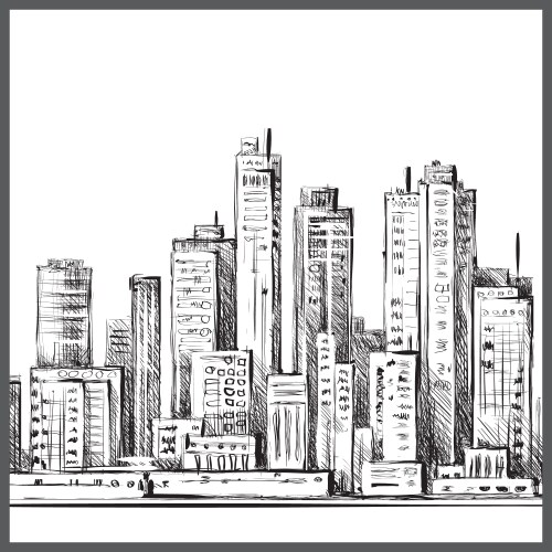 City hand drawn Royalty Free Vector Image - VectorStock