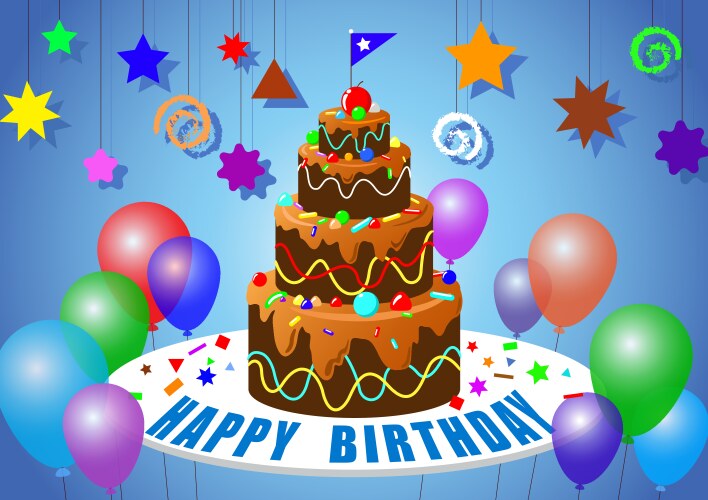 Happy birthday banner with gift box air balloons Vector Image