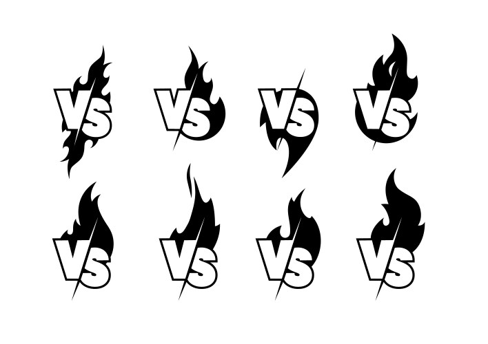 Versus sign surrounded by flames color symbol Vector Image