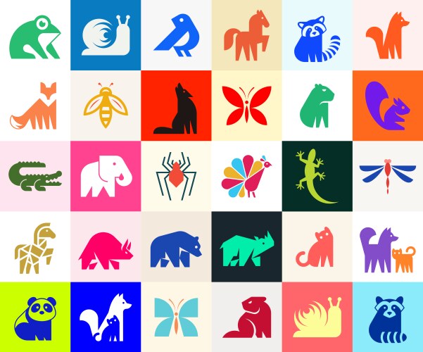 Animals logos collection Royalty Free Vector Image