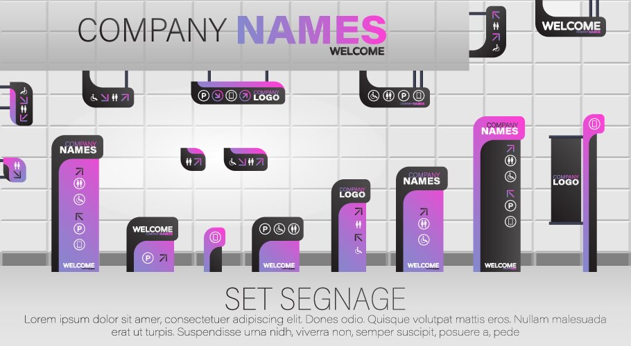 Exterior and interior signage concept direction Vector Image