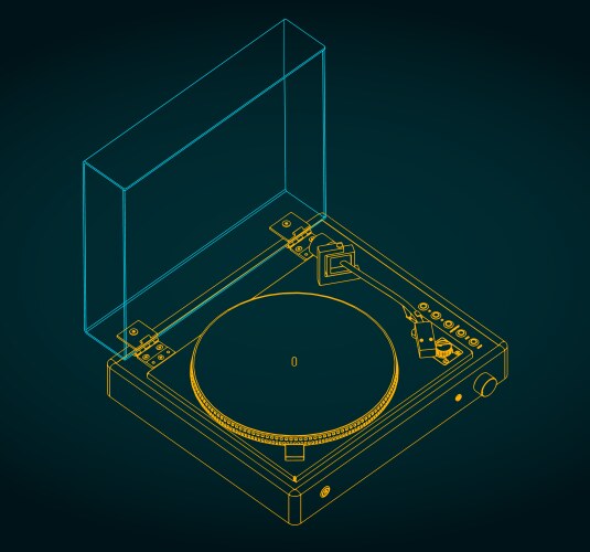 Turntable vinyl isometric blueprints Royalty Free Vector