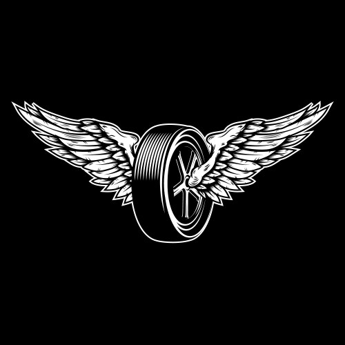 Winged motorcycle wheel template Royalty Free Vector Image