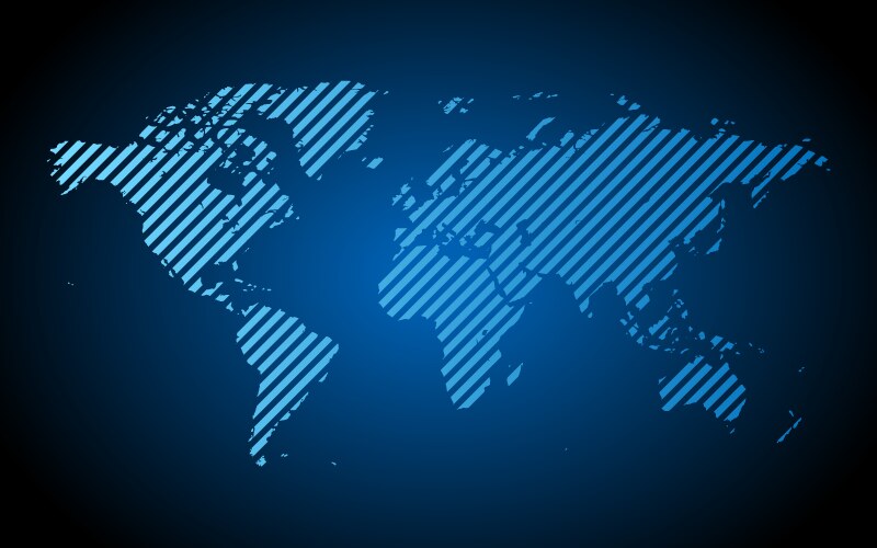 World map with countries on blue background Vector Image