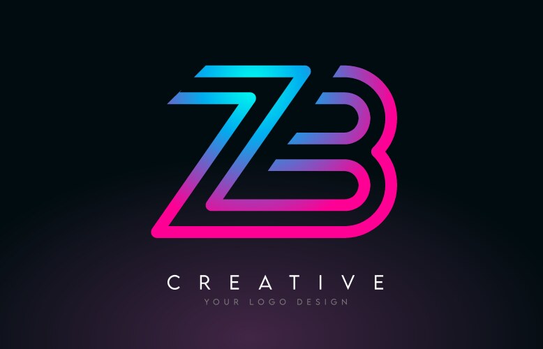 Zb z b letter logo design in white colors Vector Image