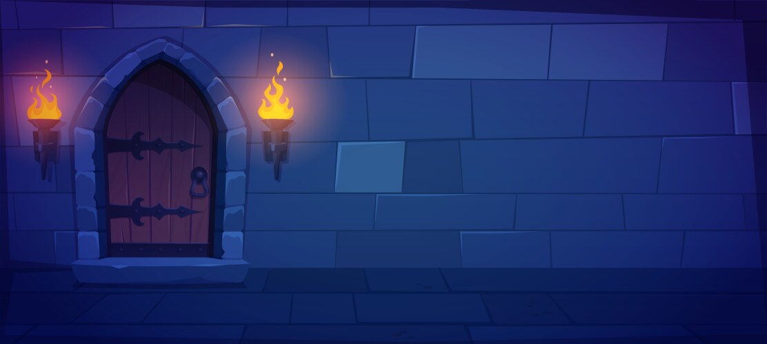 Castle medieval dungeon prison with stone wall Vector Image