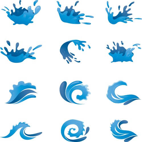 Water Splash & Waves Royalty Free Vector Image