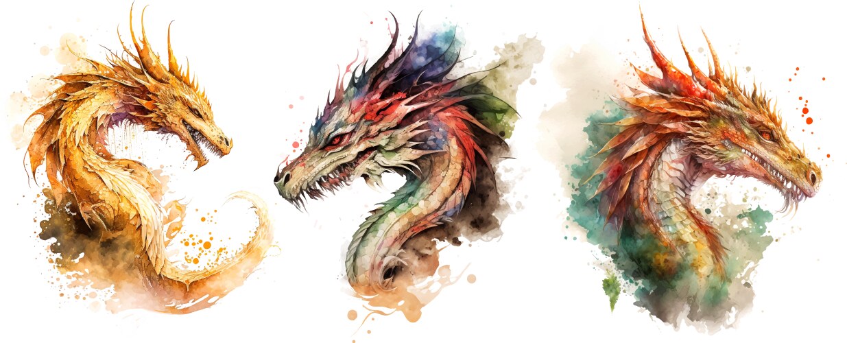 Watercolor Chinese Dragon Sketch – Royalty-Free Vector | VectorStock