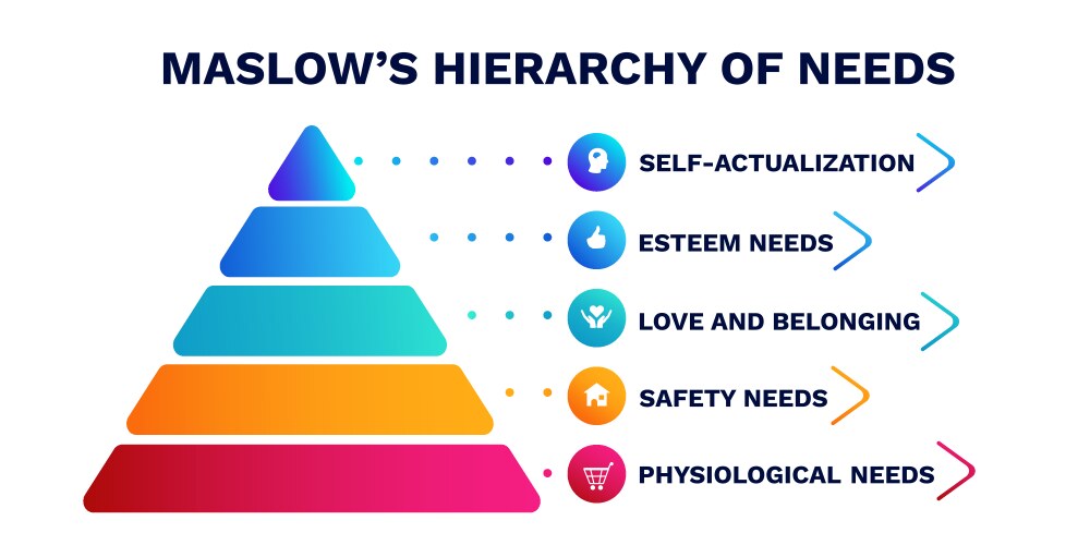 Maslows hierarchy of needs diagram structure Vector Image