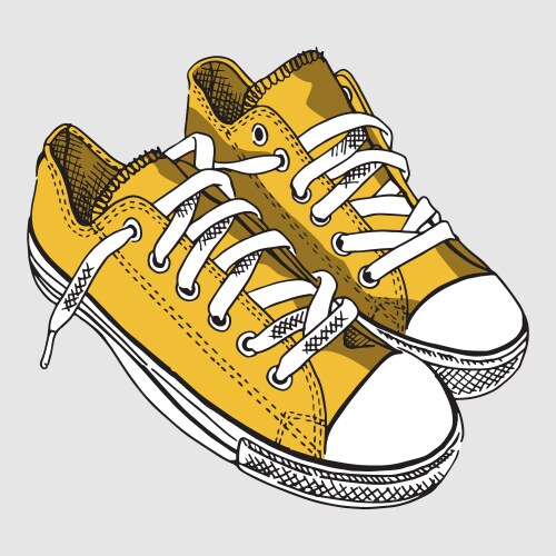 Yellow sneakers Royalty Free Vector Image - VectorStock