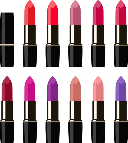 Colorful opened lipstick tubes Royalty Free Vector Image