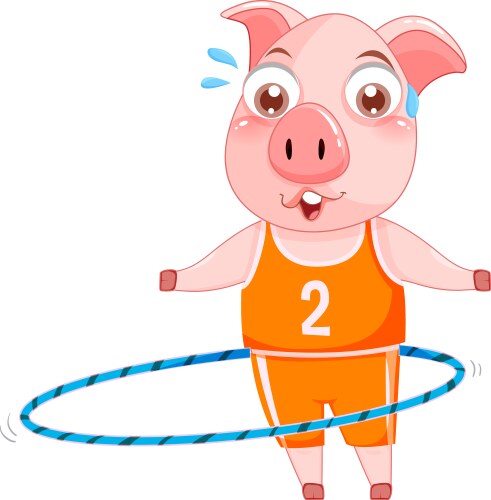 Cute pig cartoon character working out Royalty Free Vector