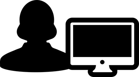 Monitor icon female person user with computer Vector Image
