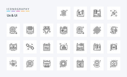 Ux and ui line 5 icon pack including hyperlink Vector Image