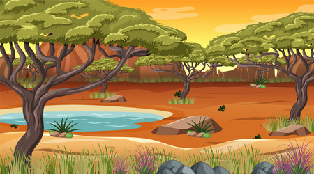 African forest landscape background Royalty Free Vector