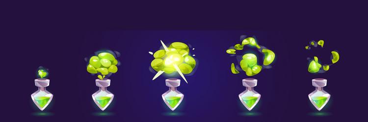 Bottle with magic elixir and green smoke Vector Image