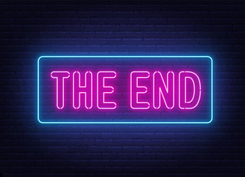 End neon sign on brick wall background Royalty Free Vector