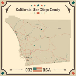 Large and detailed map of san diego county Vector Image