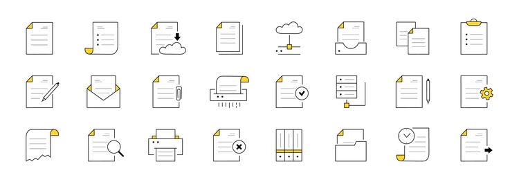 Paper document icons set Royalty Free Vector Image