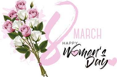 8th march vintage pink rose with ribbon Royalty Free Vector
