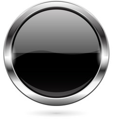 Black glass button 3d shiny triangle icon Vector Image